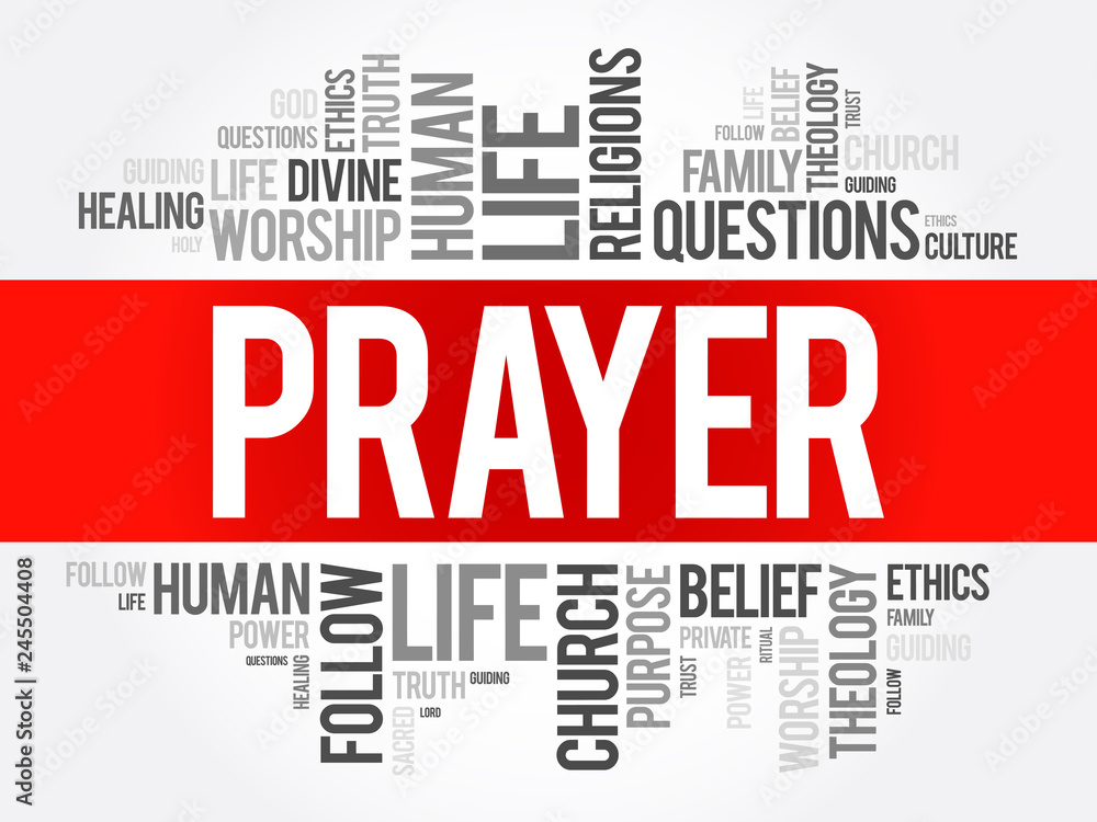Prayer word cloud collage, religion concept background Stock Vector ...