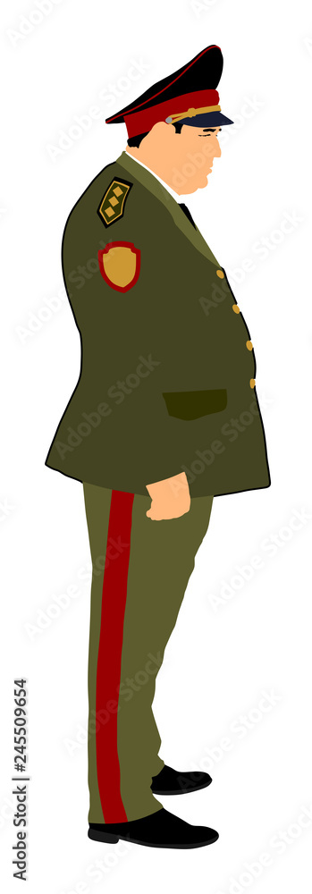 Soviet army officer in uniform vector illustration. Russian general ...