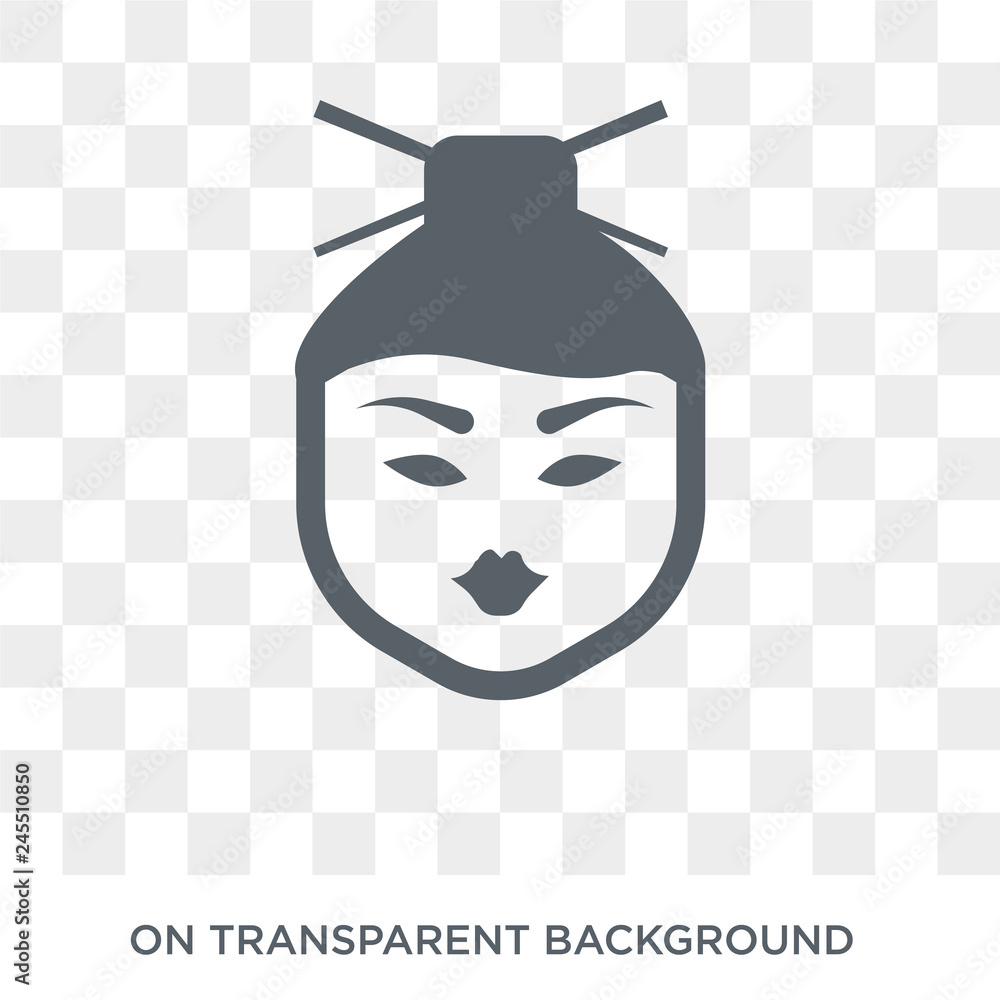 Chinese face icon. Trendy flat vector Chinese face icon on transparent ...