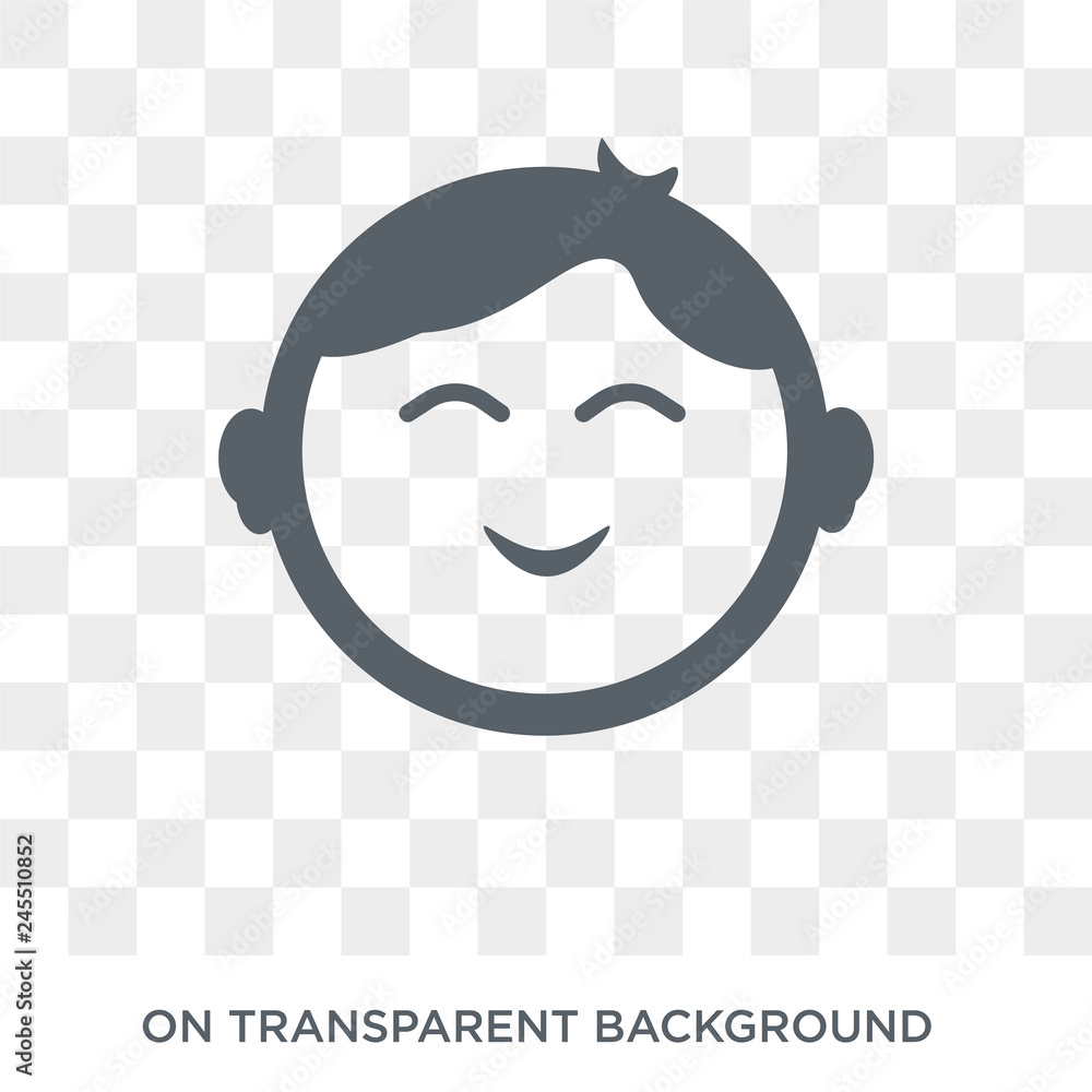 Child face icon. Trendy flat vector Child face icon on transparent ...