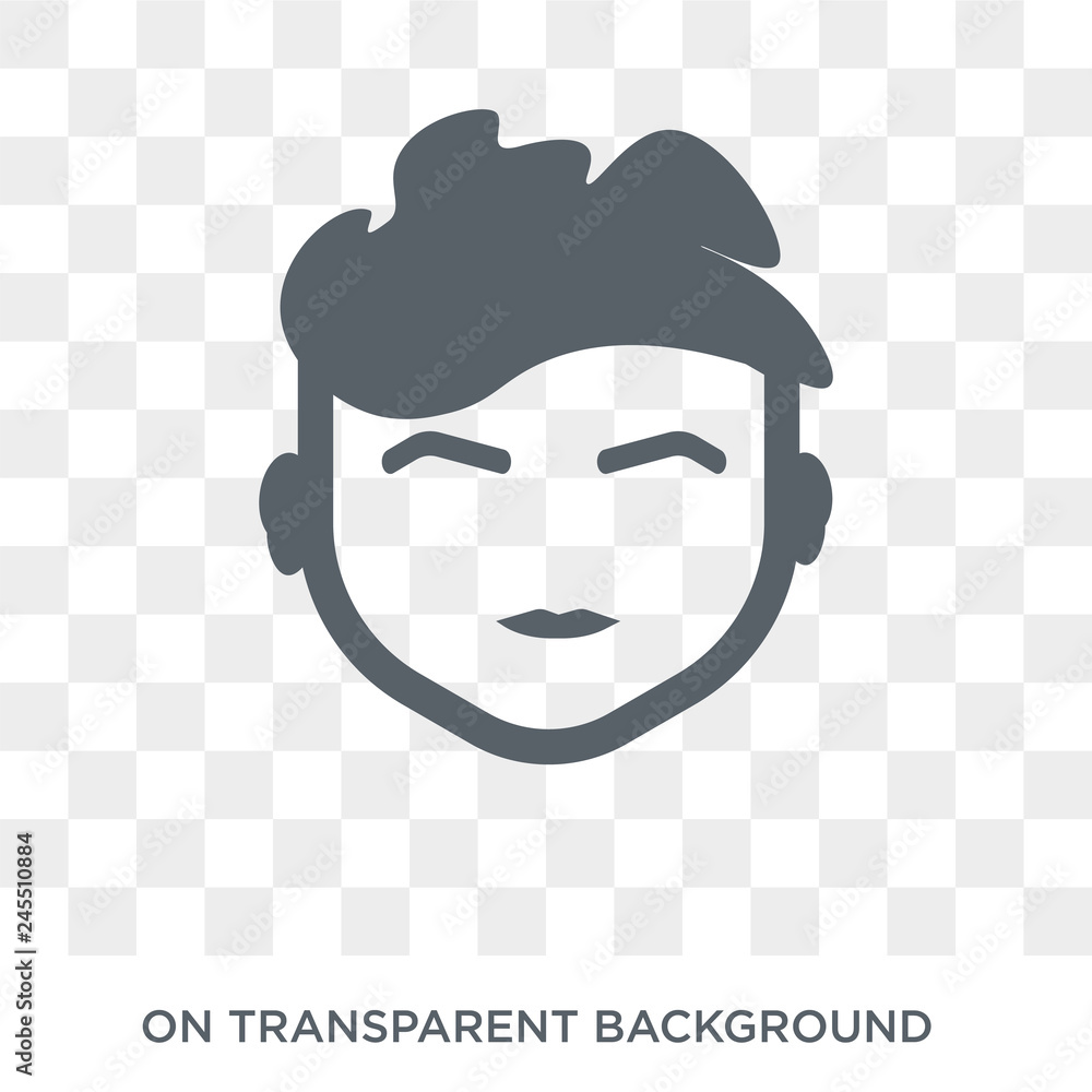 Boy face icon. Trendy flat vector Boy face icon on transparent ...