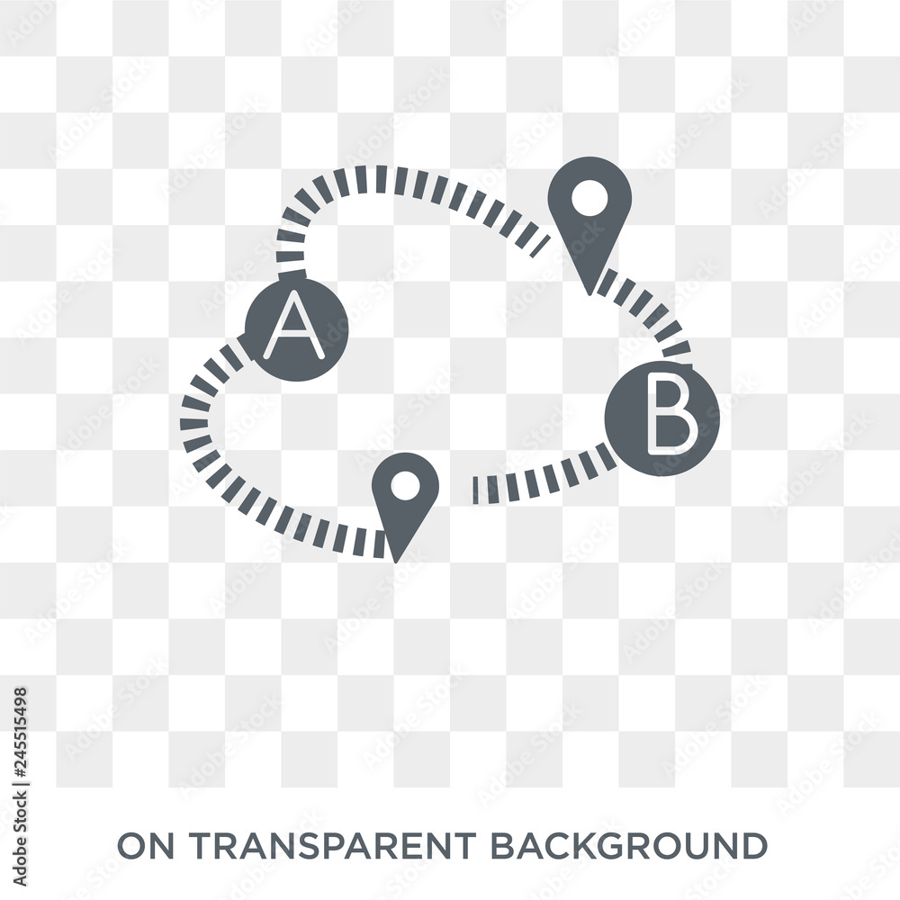 Path A to B icon. Trendy flat vector Path A to B icon on transparent ...