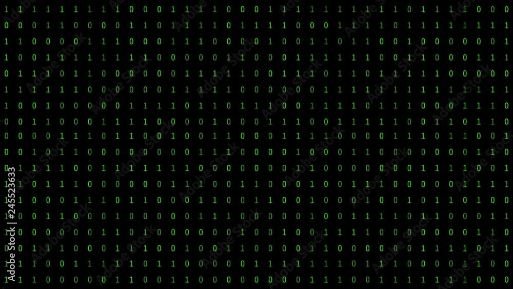 01 or binary numbers on the computer screen on monitor matrix background, Digital data code in ...