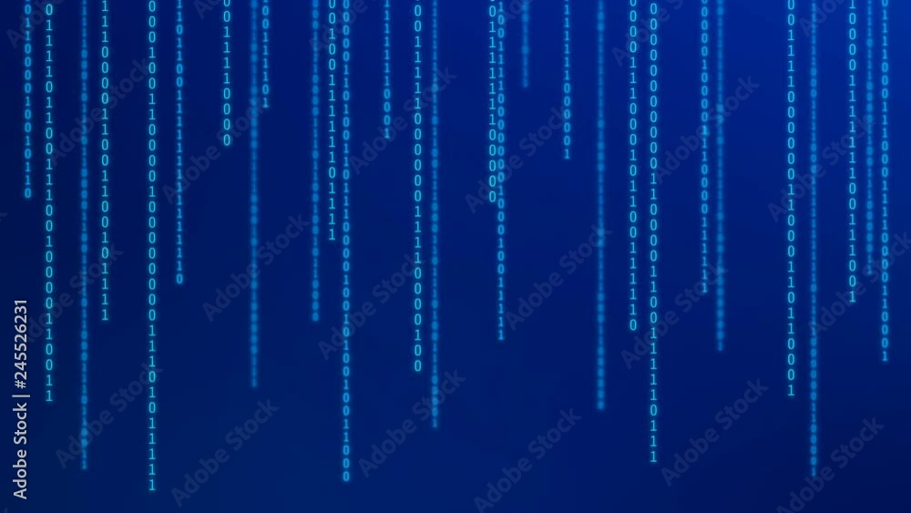 01 or binary numbers on the computer screen on monitor matrix background, Digital data code in ...
