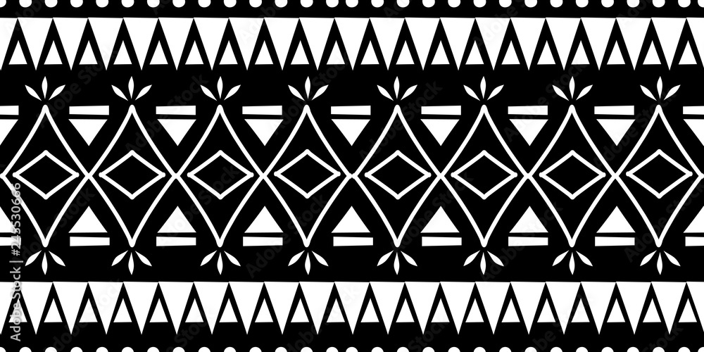 Tribal ethnic seamless pattern with black and white colors. Background ...