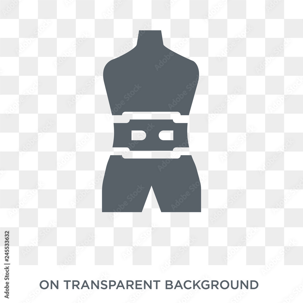 Lumbar belt icon. Trendy flat vector Lumbar belt icon on transparent ...