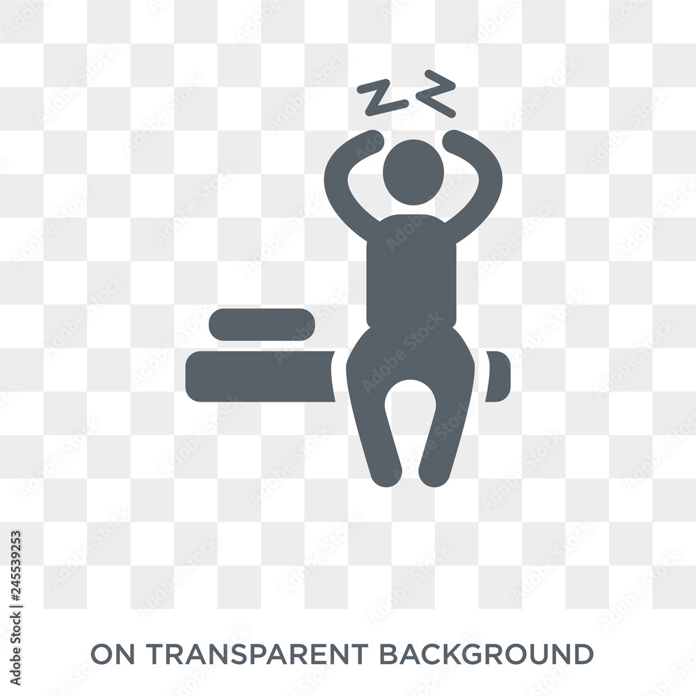 sleepy human icon. Trendy flat vector sleepy human icon on transparent ...