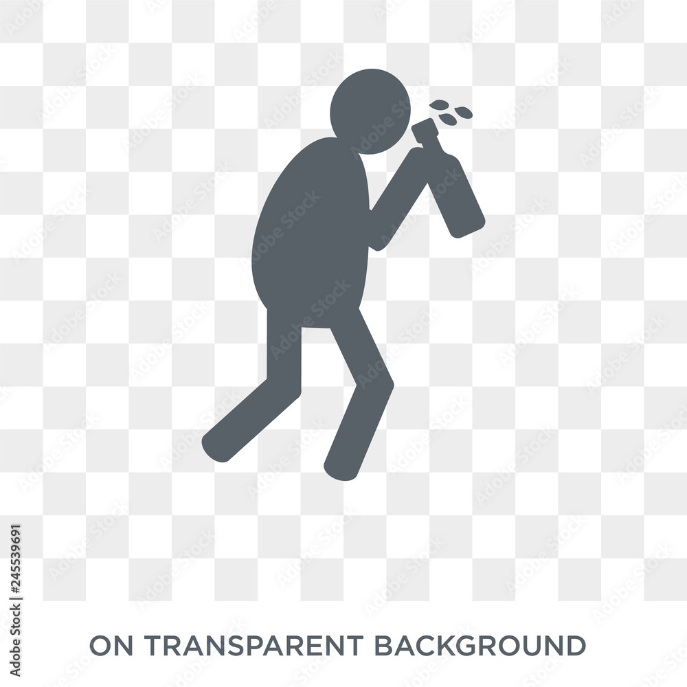 drunk human icon. Trendy flat vector drunk human icon on transparent ...