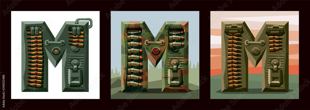Set letters M military alphabet font. Stock Vector | Adobe Stock