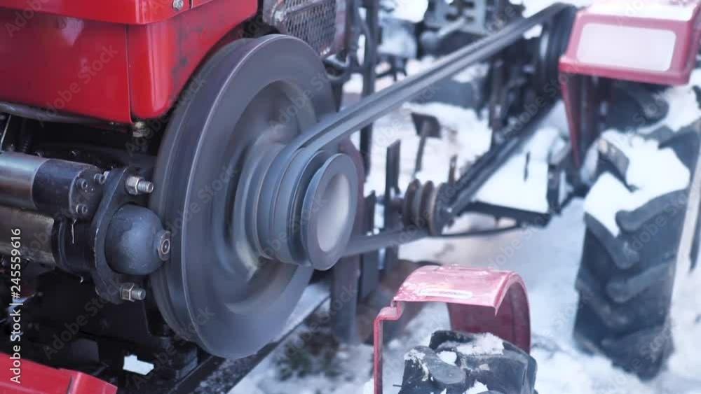 Start up and shut down, closeup of alternator on old tractor. Old ...