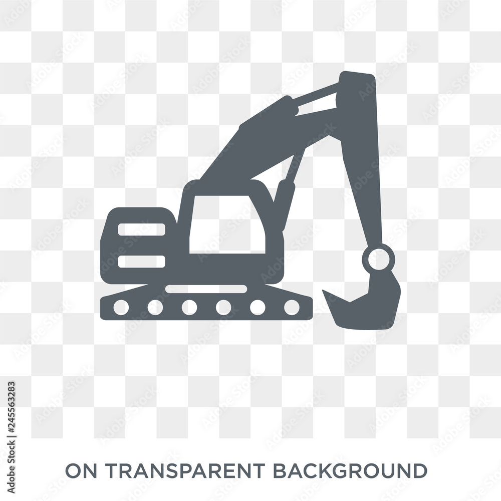 Excavator icon. Trendy flat vector Excavator icon on transparent ...