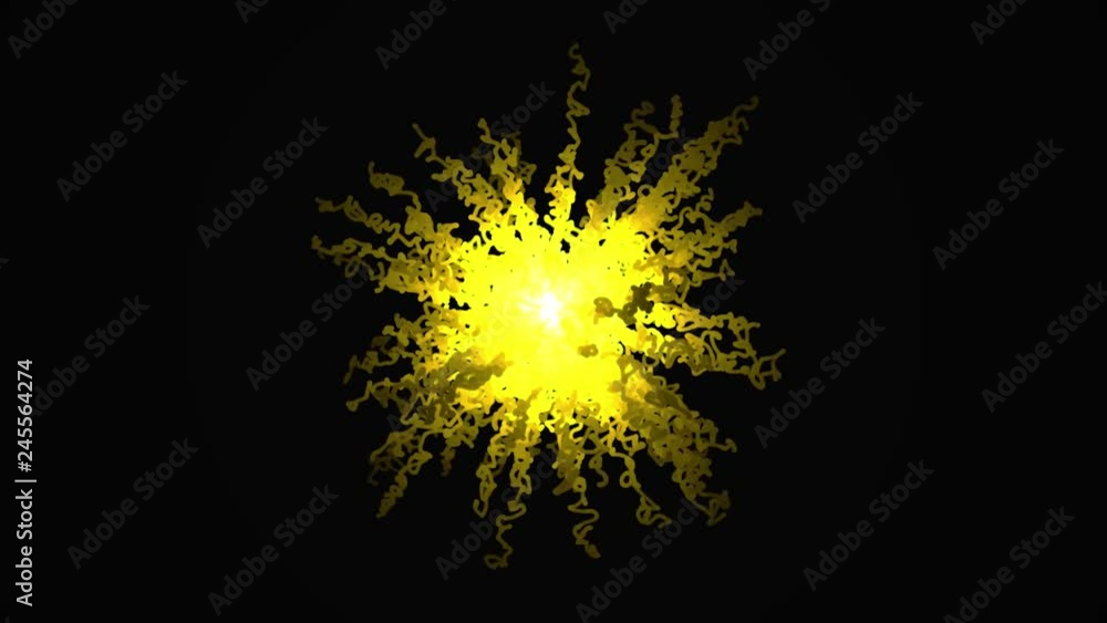 Abstraction of explosion of confetti. Graphic animation of confetti explosion drawn diverging ...