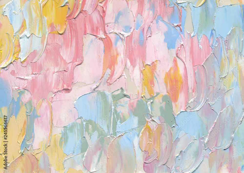 Highly-textured colorful abstract painting background. Palette knife ...