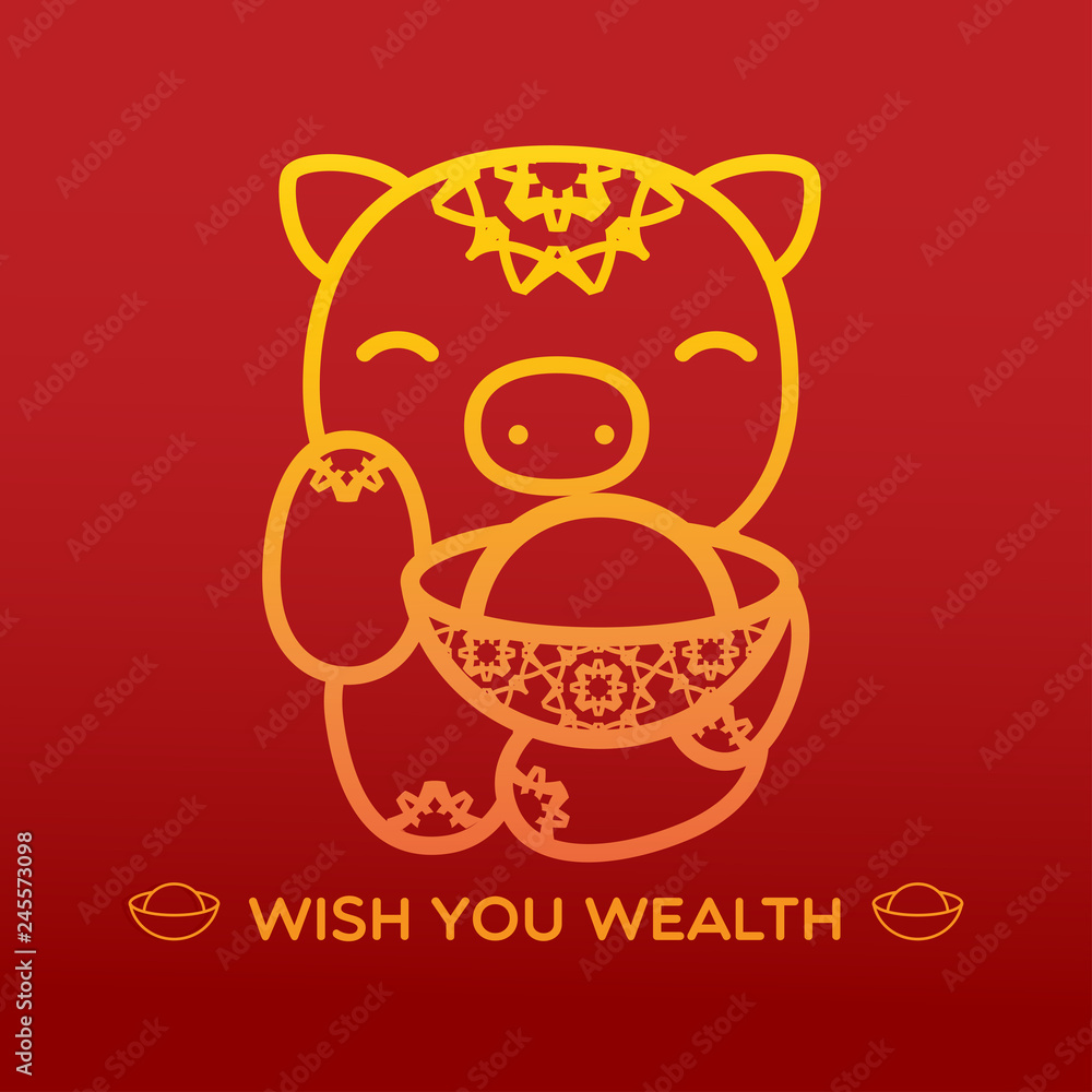 PIGGY WITH WEALTH Lovely pig costume with jewelry wishing you wealth on ...