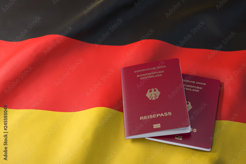 Passport of Germany on the flag of the Germany. Getting a Germnay ...