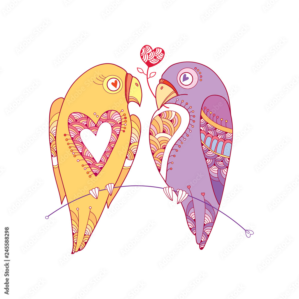 Cute Love Bird Outline