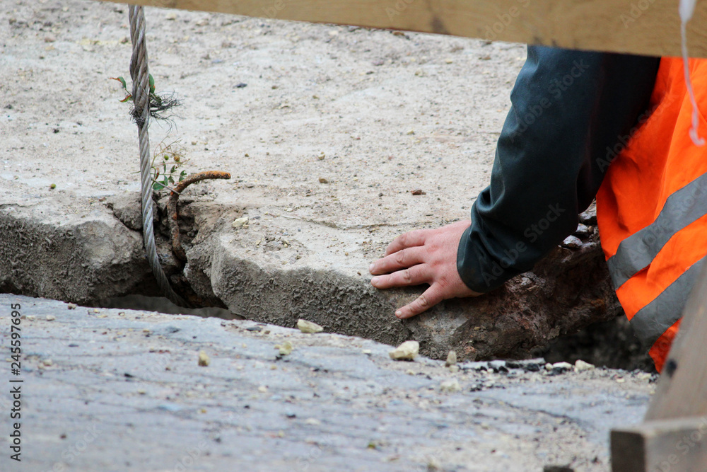 lowering the concrete slab and creating duct protection of the water ...