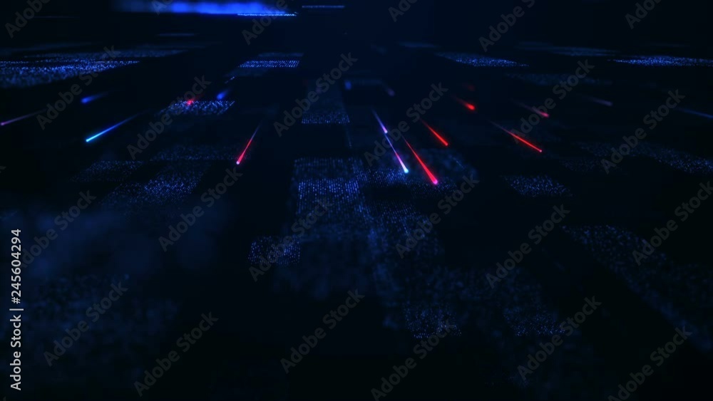 Vidéo Stock Technological background with flying glowing lines and ...