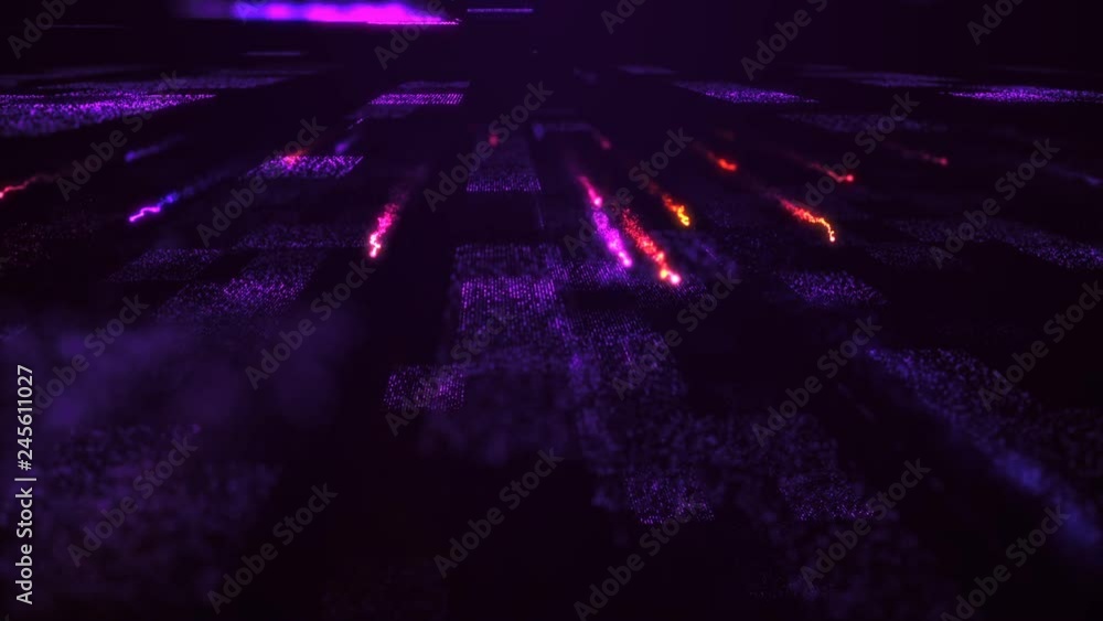 Vidéo Stock Technological background with flying glowing lines and ...