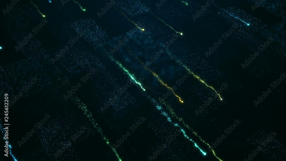 Vidéo Stock Technological background with flying glowing lines and ...