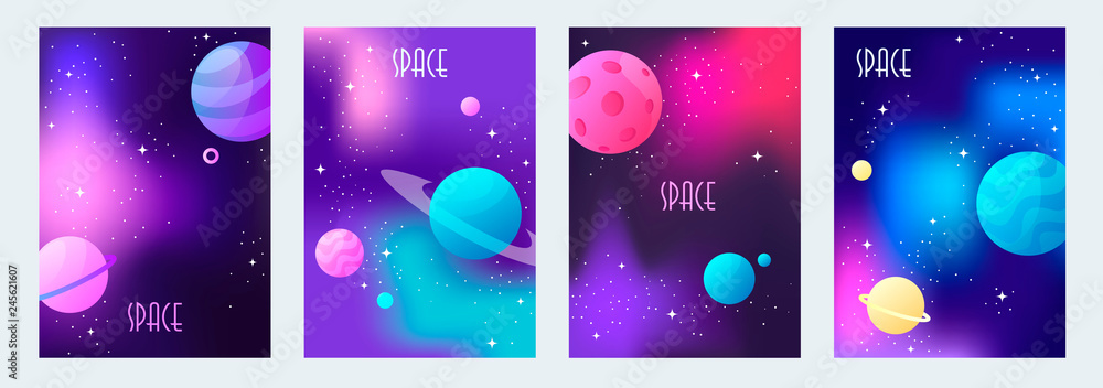 set of space backgrounds. template banner, cover, flyer. vector ...