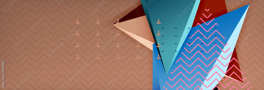 3d triangular shapes geometric background. Origami style pattern with ...