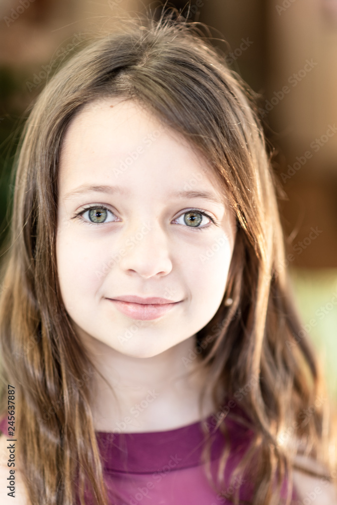 9 years old girl portrait Stock Photo | Adobe Stock
