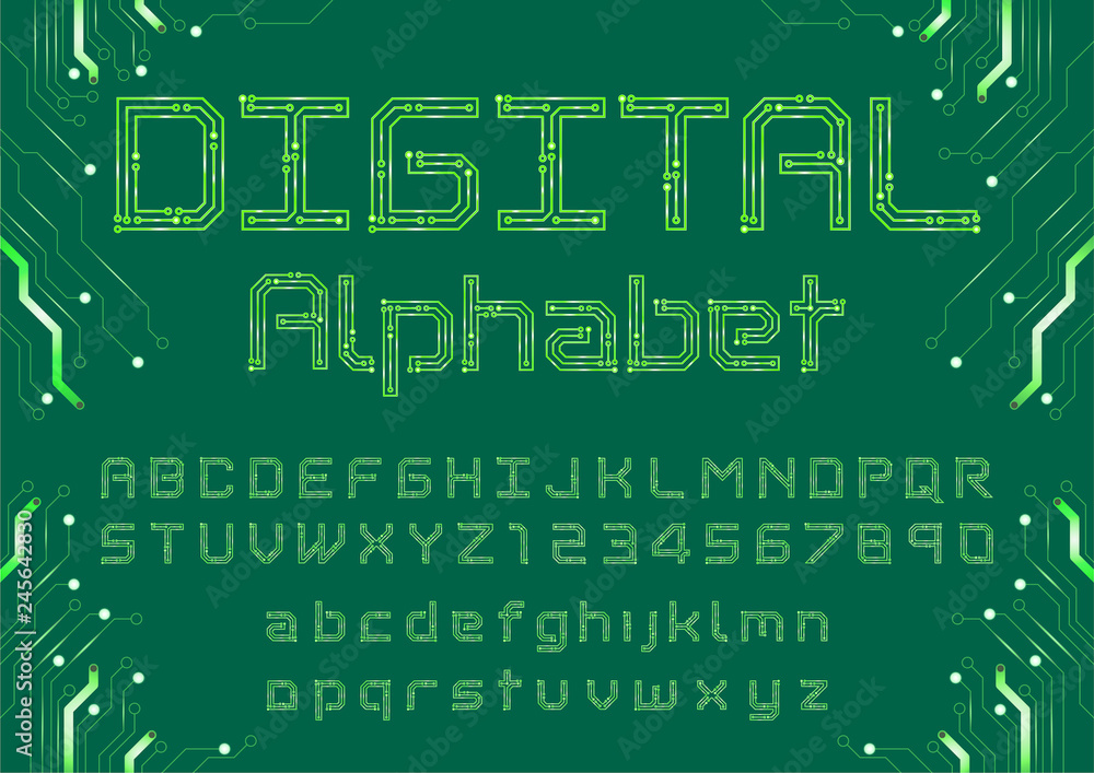 Vector of circuit board font and alphabet Stock Vector | Adobe Stock Vector of circuit board font and alphabet Stock Vector | Adobe Stock