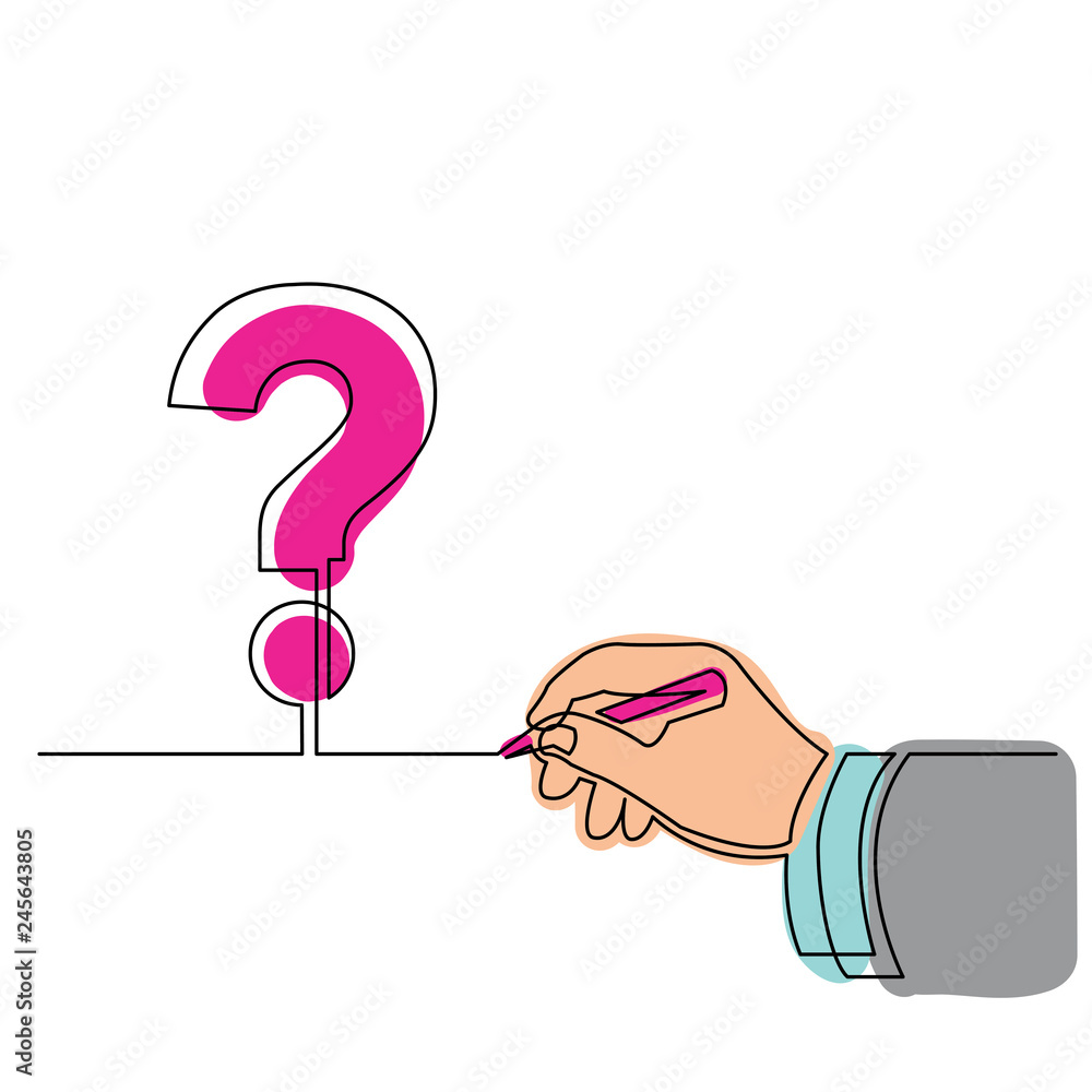 continuous line drawing of hand drawing a question Stock Vector | Adobe ...