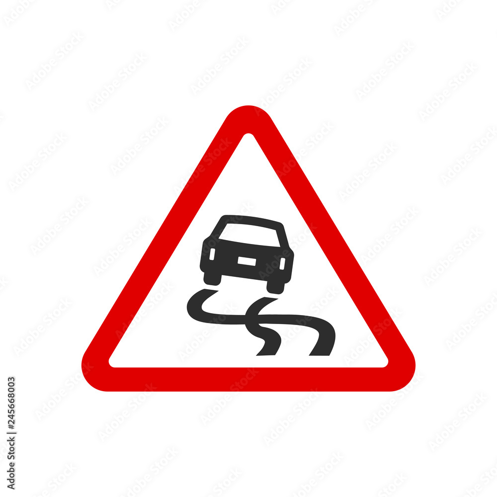 triangle slippery road signs Stock Vector | Adobe Stock