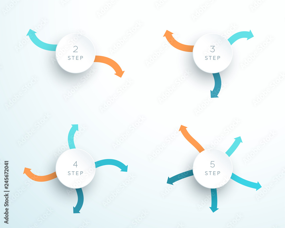 Mind Map Arrows 2, 3, 4, 5 Infographic Vector Set Stock Vector | Adobe ...