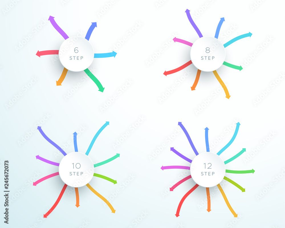 Mind Map Arrows 6, 8, 10, 12 Infographic Vector Set Stock Vector ...