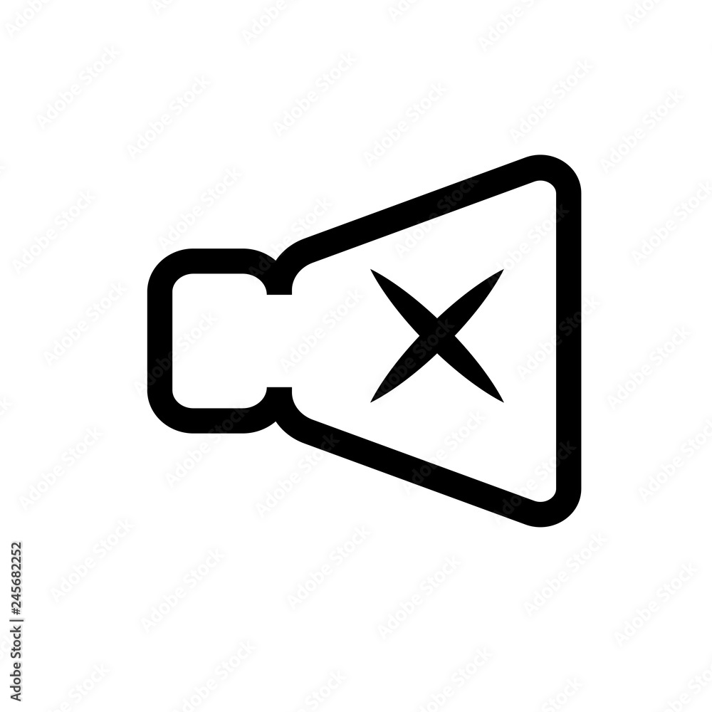 Mute icon line isolated on clean background. Sound concept drawing mute ...