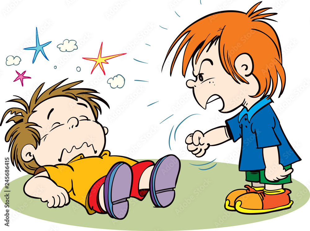 Children fighting. Vector Stock Vector | Adobe Stock