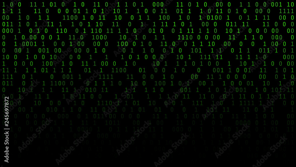 01 or binary numbers on the computer screen on monitor matrix background, Digital data code in ...