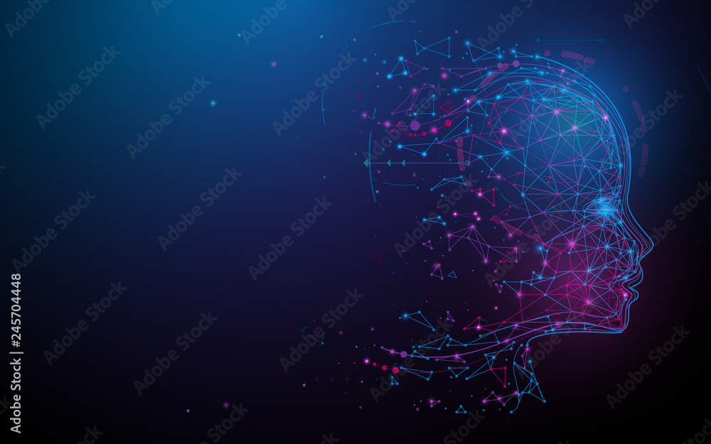 Human Head form lines, triangles and particle style design ...