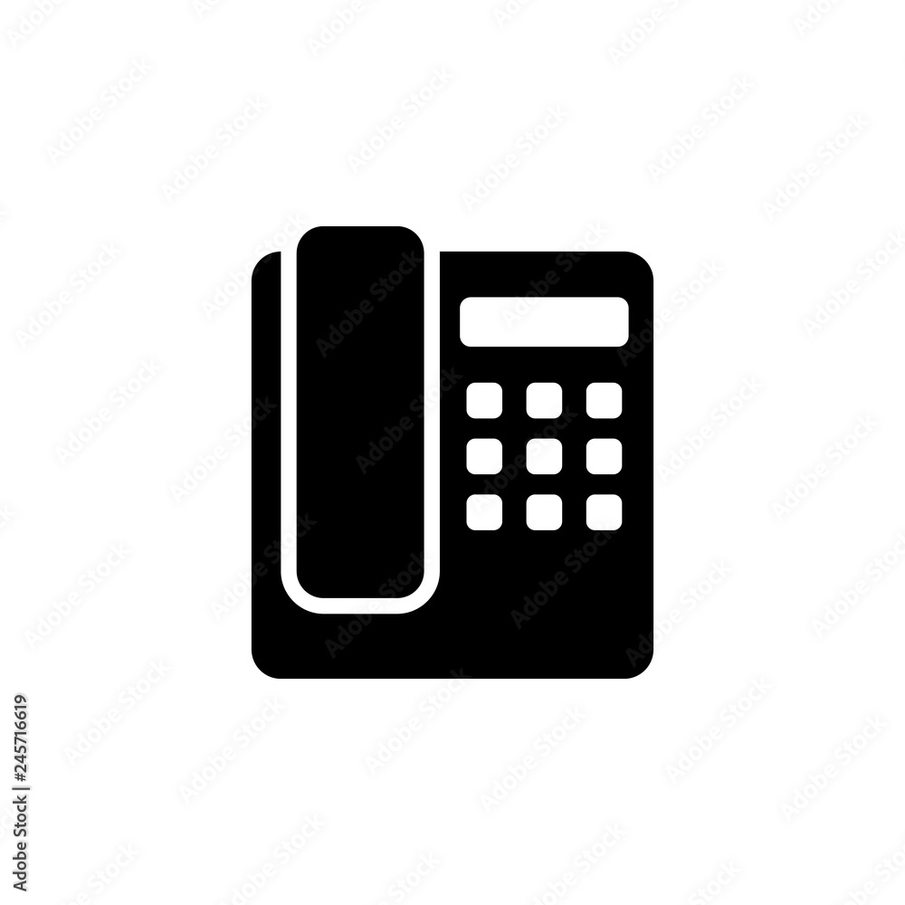 Black landline phone icon. Vector illustration. Stock Vector | Adobe Stock