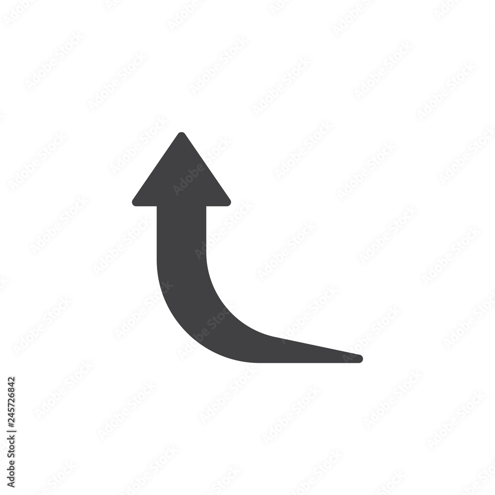 Curved arrow up vector icon. filled flat sign for mobile concept and ...