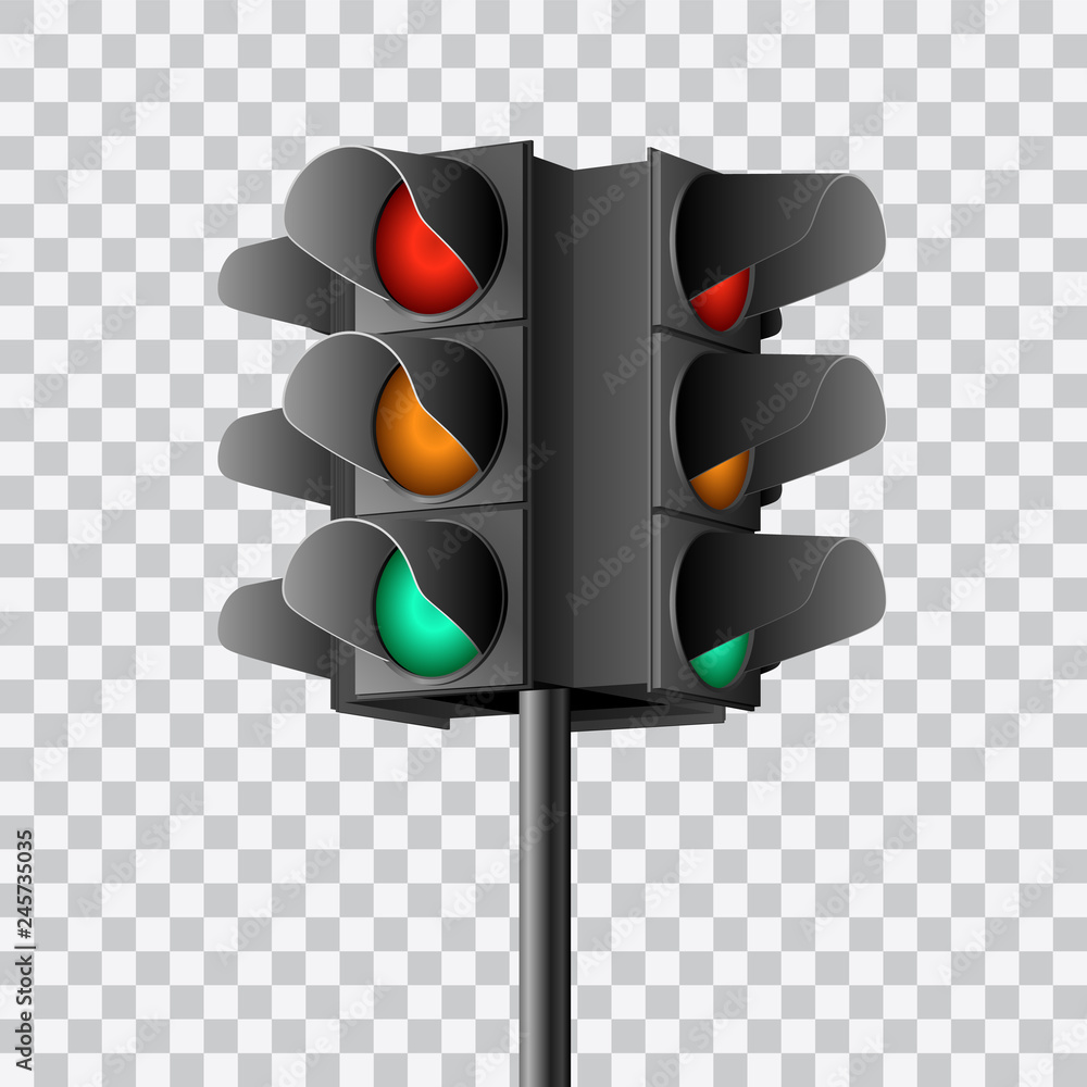Beautiful realistic colorful perspective view traffic lights vector on ...