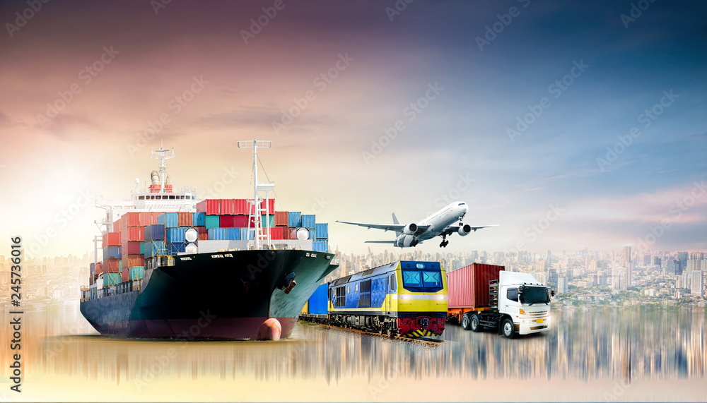 Global business logistics import export background and container cargo ...
