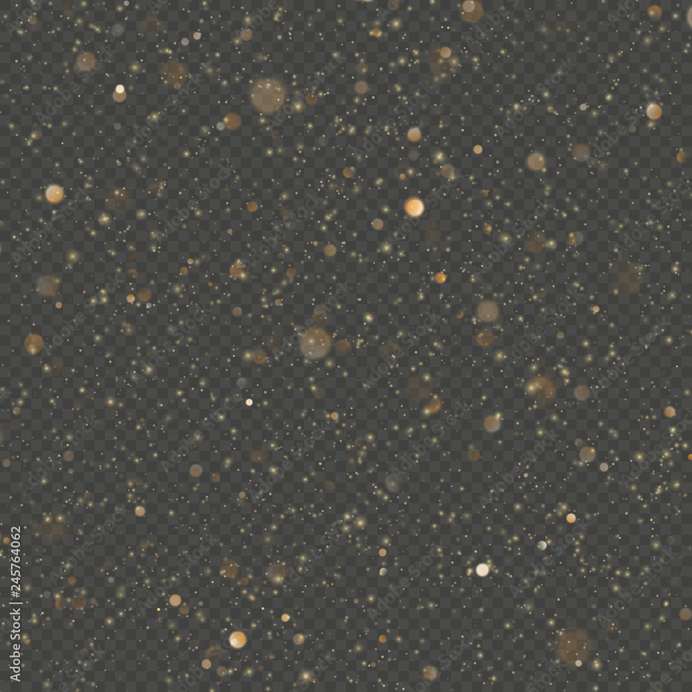 Glitter particles overlay effect. Gold glittering star dust sparkling ...