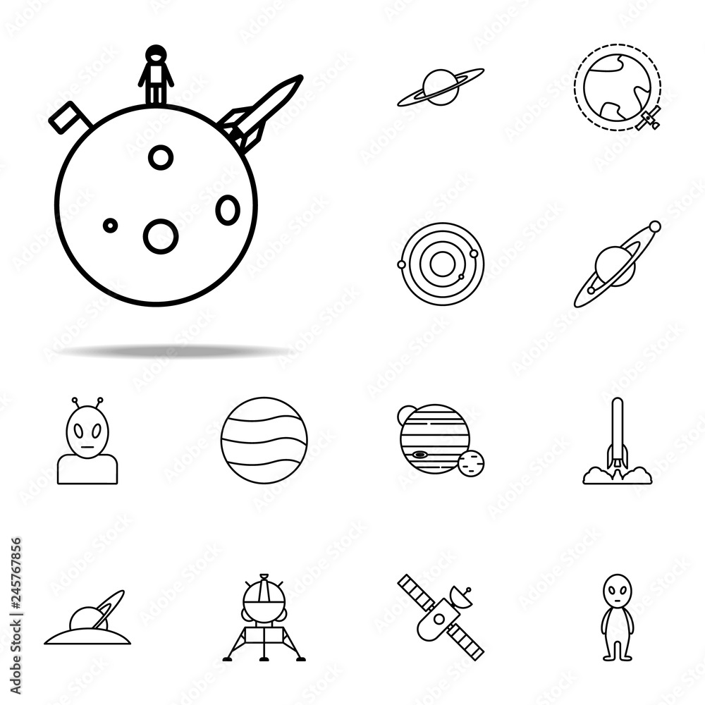 man on the moon icon. Cartooning space icons universal set for web and ...