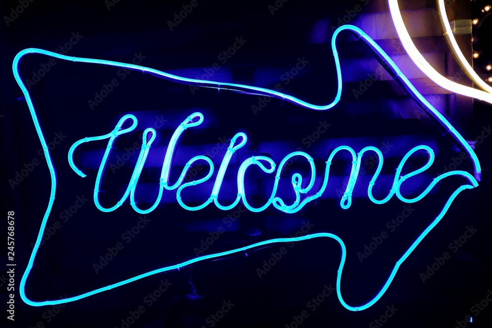 Blue Neon Lights Words