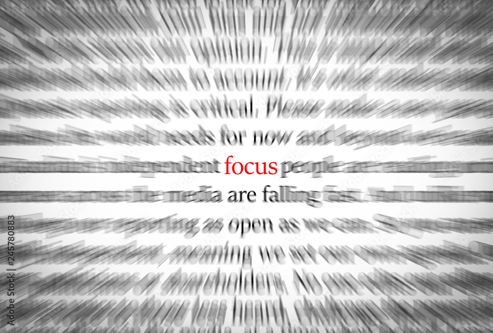 Word "Focus" in Focus - intentional Blur Stock Illustration | Adobe Stock
