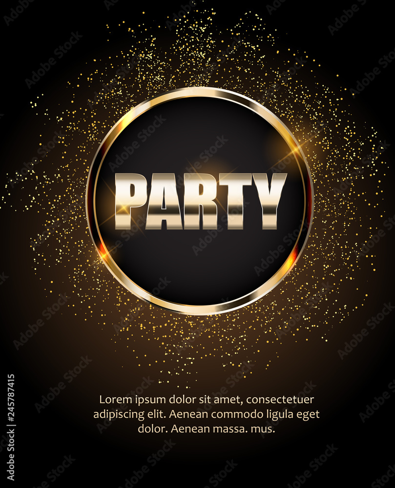 Abstract Card with Golden Frame Party Background Vector Illustration ...