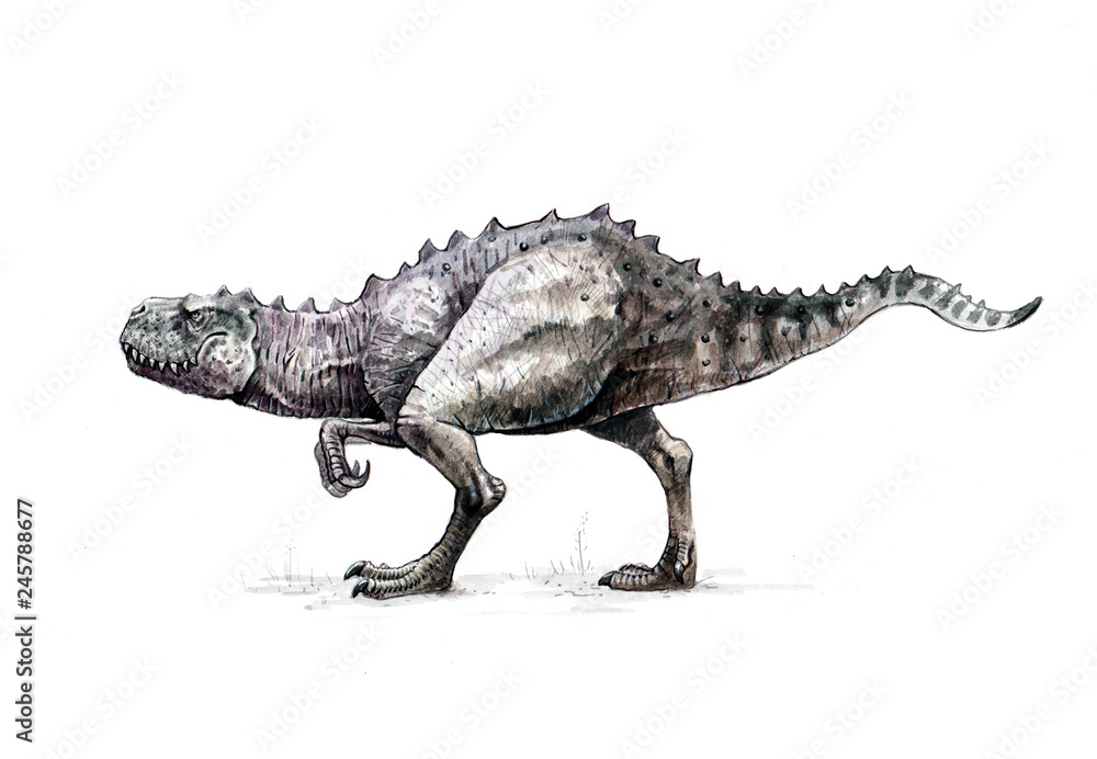 Tyrannosaurus rex drawing. Dinosaur hand made illustration. Stock ...