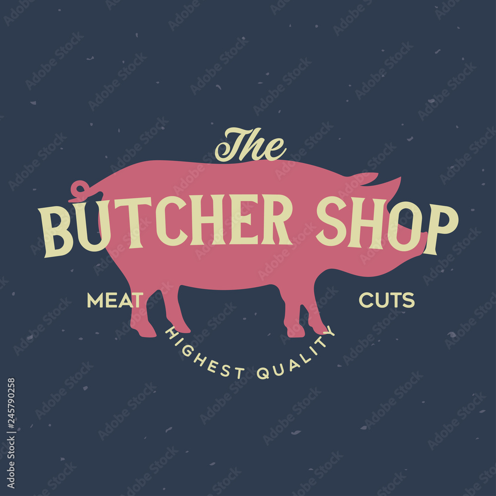 Butcher Shop and Butchery hand written lettering logo, label, badge ...