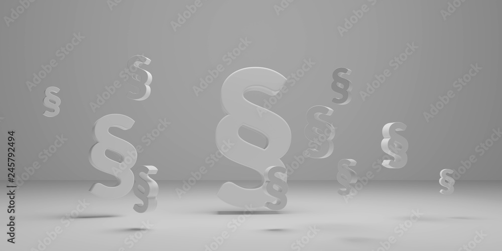 paragraph symbol bold letters white light grey background 3d ...
