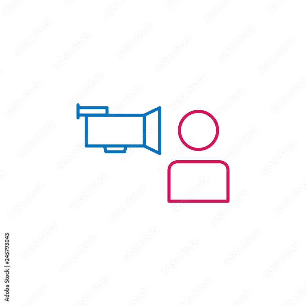 Elections, interview, camera, man outline colored icon. Can be used for ...