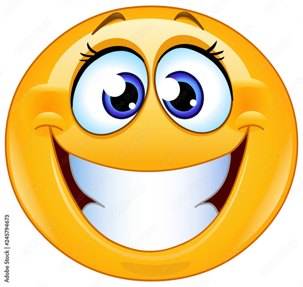 grinning female emoticon Stock Vector | Adobe Stock